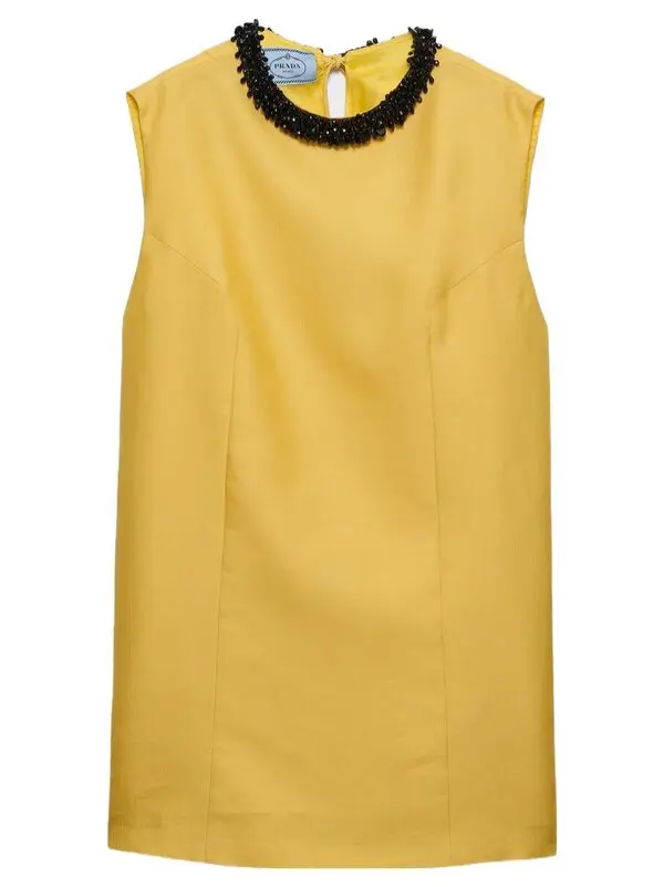 Prada Sleeveless Embroidered Gazar Dress - Topaz
