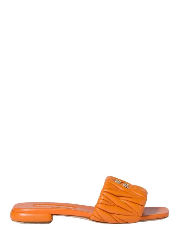 Miu Miu Matelassé Nappa Leather Slides - Orange
