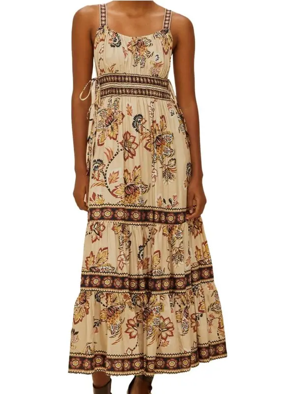 Farm Rio Floral Midi Dress - Brown