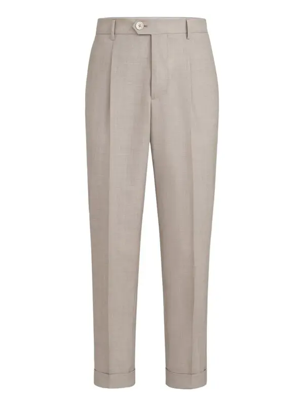 Brunello Cucinelli Virgin Wool Fresco Pleated Trousers - Nude