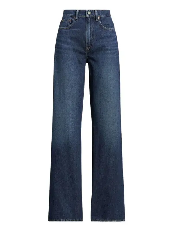 Polo Ralph Lauren Whiskered Effect Wide-leg Jeans - Blue