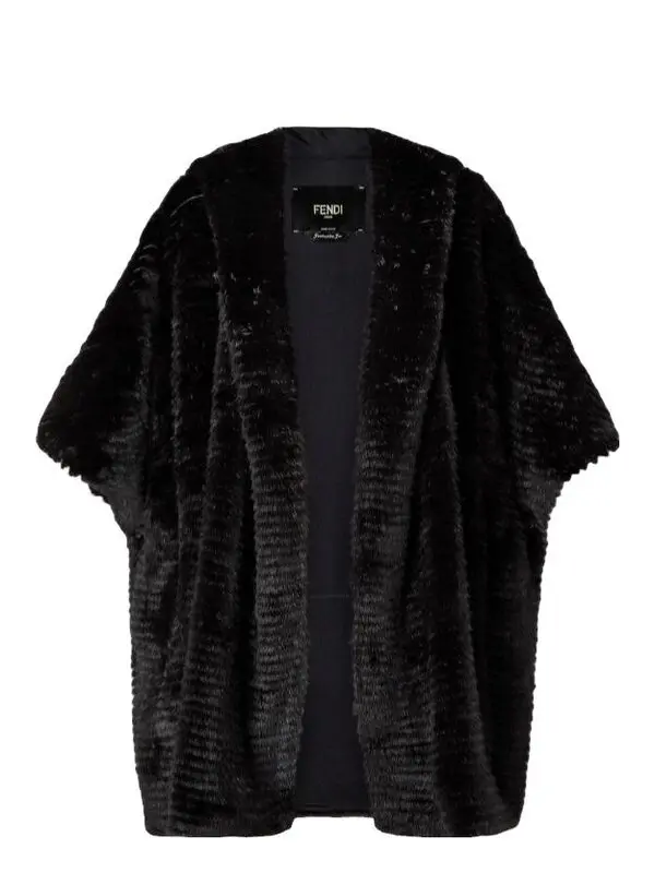 Fendi Mink Fur Poncho - Black