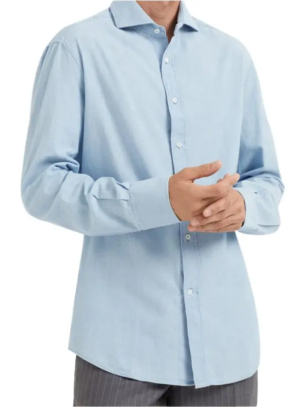 Brunello Cucinelli Spread-collar Shirt - Blue