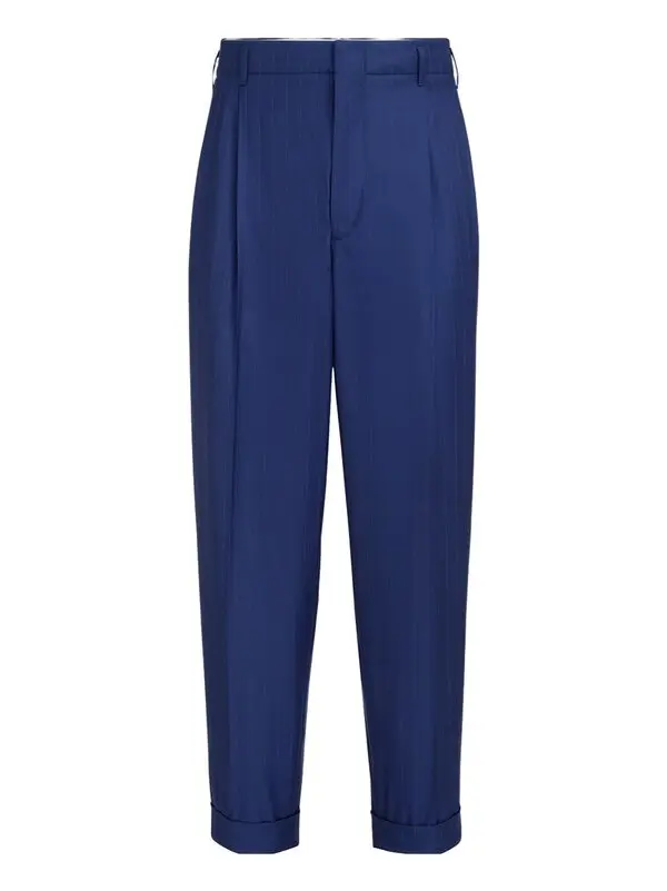 Brunello Cucinelli Chalk-stripe Pleated Trousers - Blue