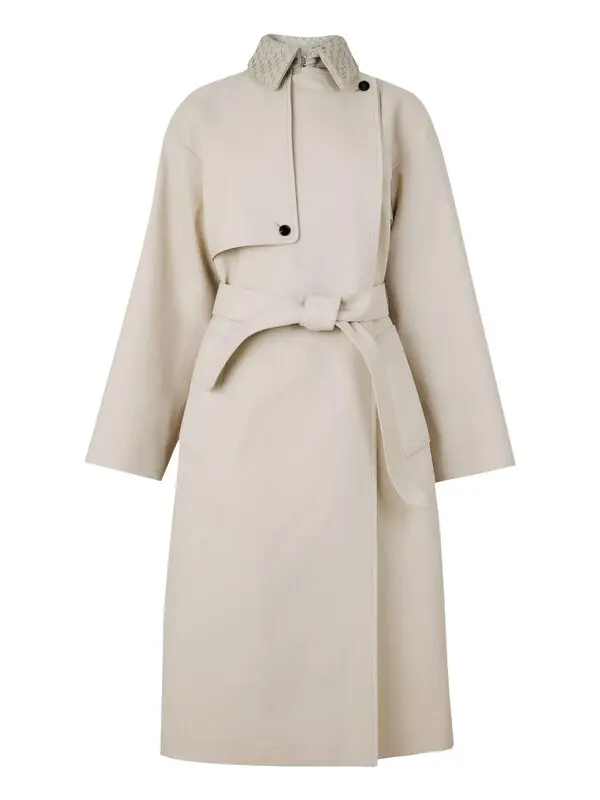 Bottega Veneta Mid-length Stand-collar Trench Coat - Beige