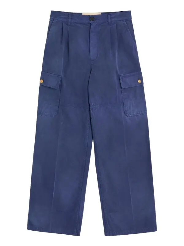 Valentino Garavani High Waisted Wide Leg Denim Cargo Trousers - Medium Blue