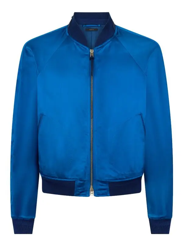TOM FORD Satin Bomber Jacket - Blue