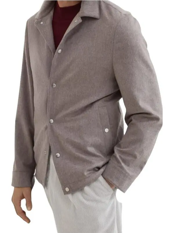 Brunello Cucinelli Cashmere Flannel Shirt Jacket - Gray