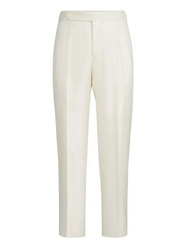 Brunello Cucinelli Pleated Waist-tab Silk Trousers - Off-white