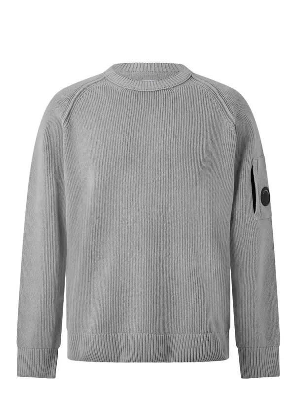 C.P. COMPANY Crew Neck Sweater With Utility Pocket - Gray