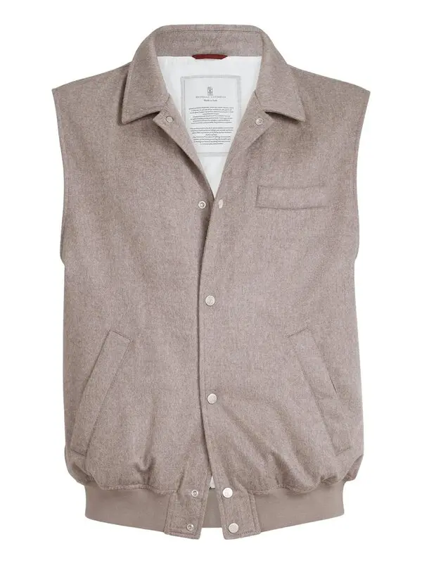 Brunello Cucinelli Flannel Padded Gilet - Nude