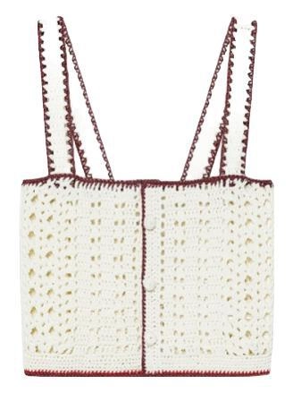 FORTE_FORTE Handmade Crochet Cropped Top With Button Front - White