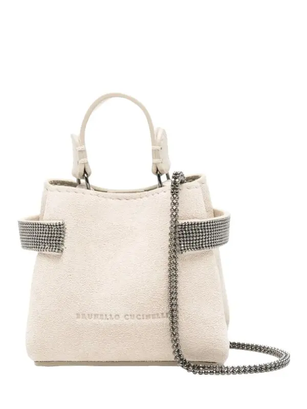 Brunello Cucinelli Embellished Top-handle Pouch - Nude
