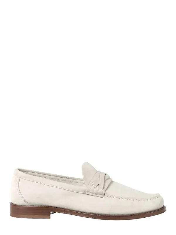 Brunello Cucinelli Suede Detail Loafers - Ivory