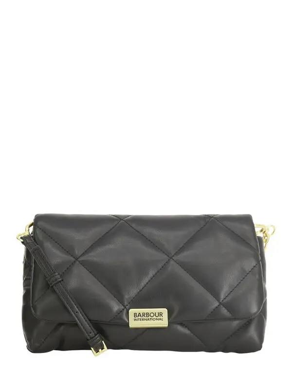 Barbour Quilted Leather Shoulder Bag With Chain Strap - Black