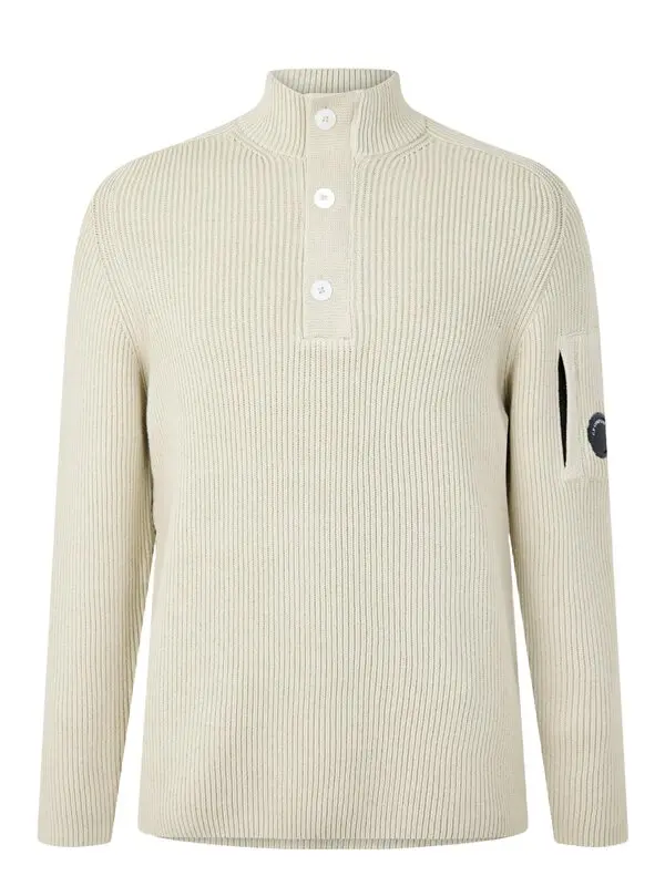 C.P. COMPANY Mock Neck Ribbed Knit Sweater - No