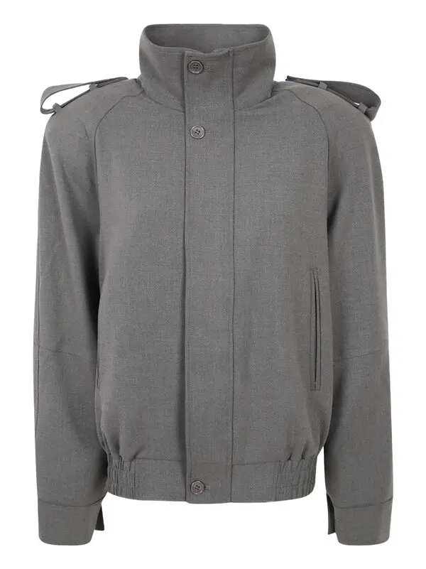 THE FRANKIE SHOP Long-sleeve Casual Jacket With High Neck And Epaulettes - Gray