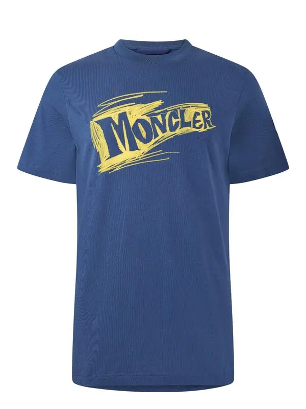 Moncler Printed Logo T-shirt - Blue