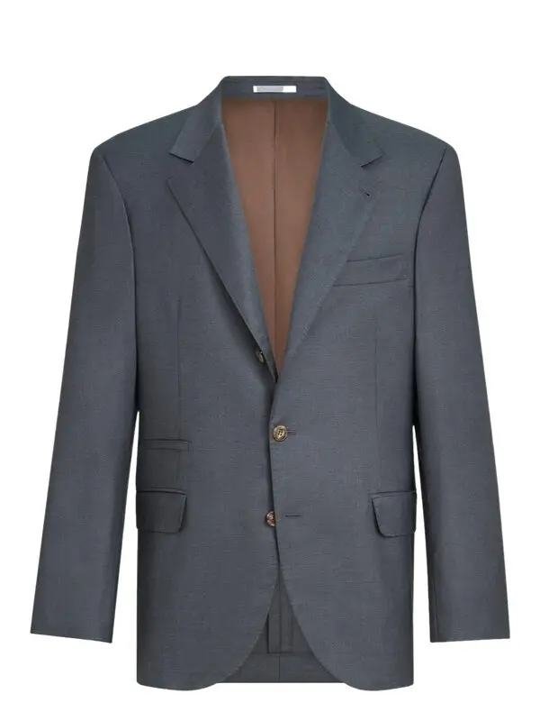 Brunello Cucinelli Super 150s Virgin Wool Four Season Batavia Twill Blazer - Medium Grey