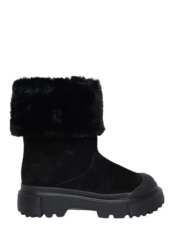 Hogan Faux-fur Detailed Boots - Black