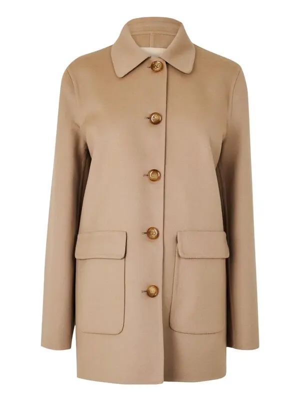 Valentino Garavani Short Lapel Wool Coat - Nude