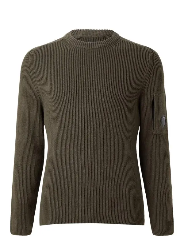 C.P. COMPANY Ribbed Crew Neck Sweater With Sleeve Pocket - No