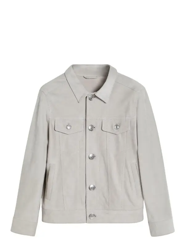 Brunello Cucinelli Four-pocket Leather Jacket - Light Gray