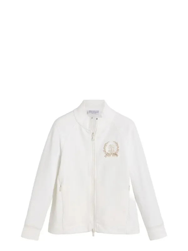Brunello Cucinelli Long-sleeved Zip-up Sweatshirt - White