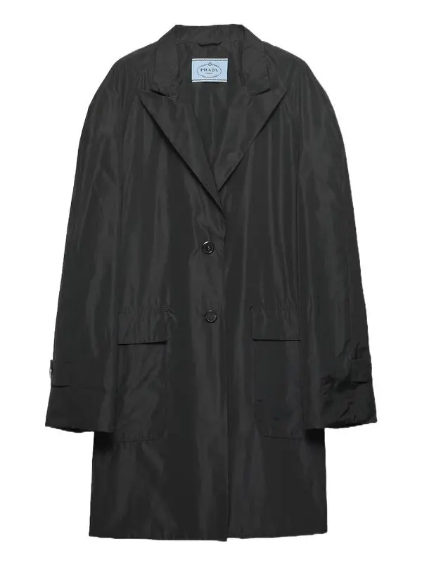 Prada Single-breasted Technical Taffeta Coat - Black