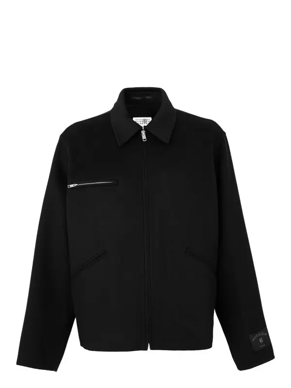 MAISON MARGIELA Zip Up Wool Jacket - Black