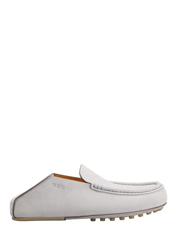 TOD'S Round Toe Loafers With Logo Detailing - Gray