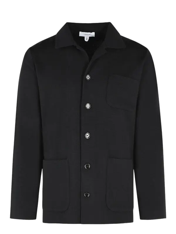LARDINI Patch Pocket Knitted Jacket - Black