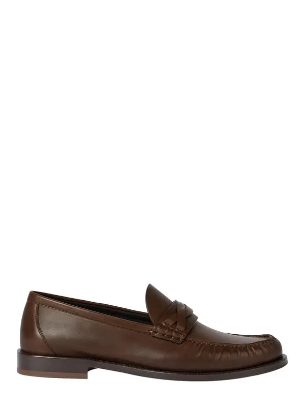 Brunello Cucinelli Calfskin Loafers - Rust-brown