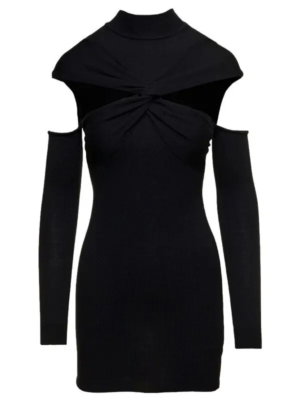 Coperni Twisted Hollow Knitted Dress - Black
