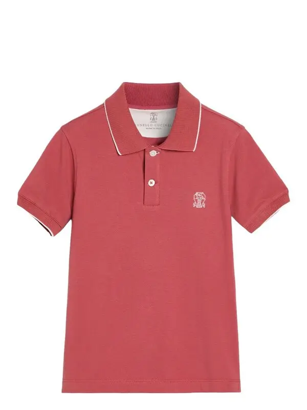 Brunello Cucinelli Logo Cotton Polo Shirt - Strawberry
