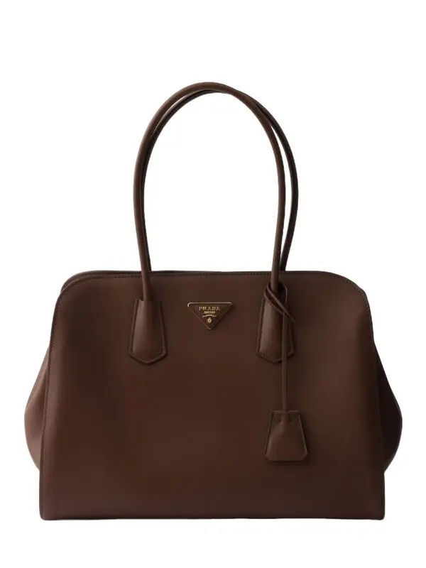 Prada Large Leather Tote Bag - Black