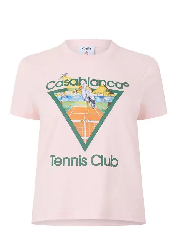 Casablanca Slim-fit Short-sleeve T-shirt With Stork Motif - Pink