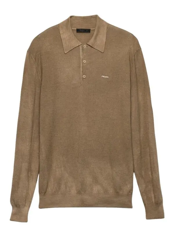Prada Wool And Silk Polo Sweater - Brown