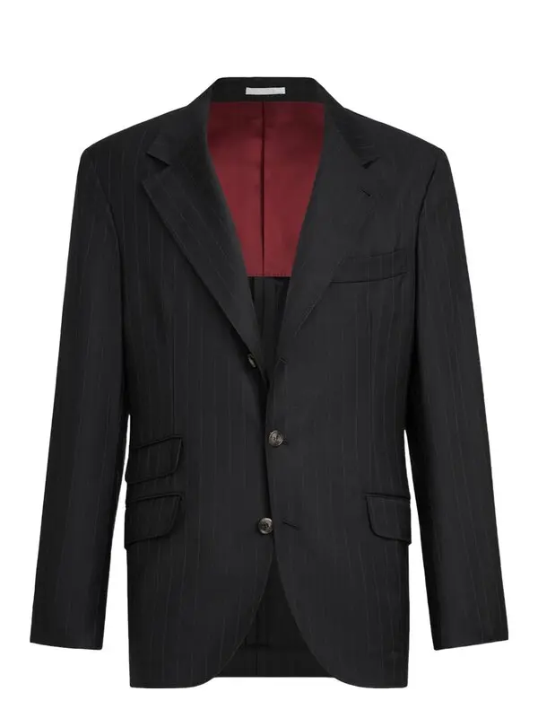 Brunello Cucinelli Striped Blazer - Black
