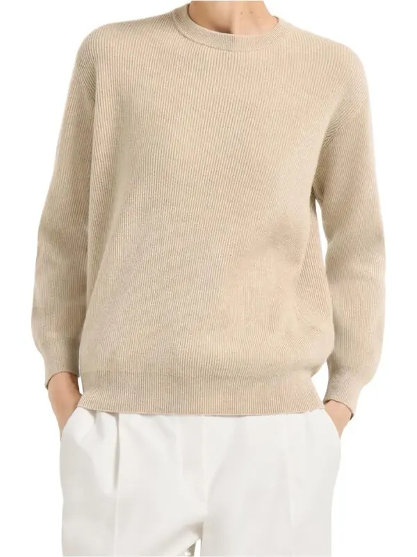 Brunello Cucinelli Cashmere English Rib Knit Sweater - Beige