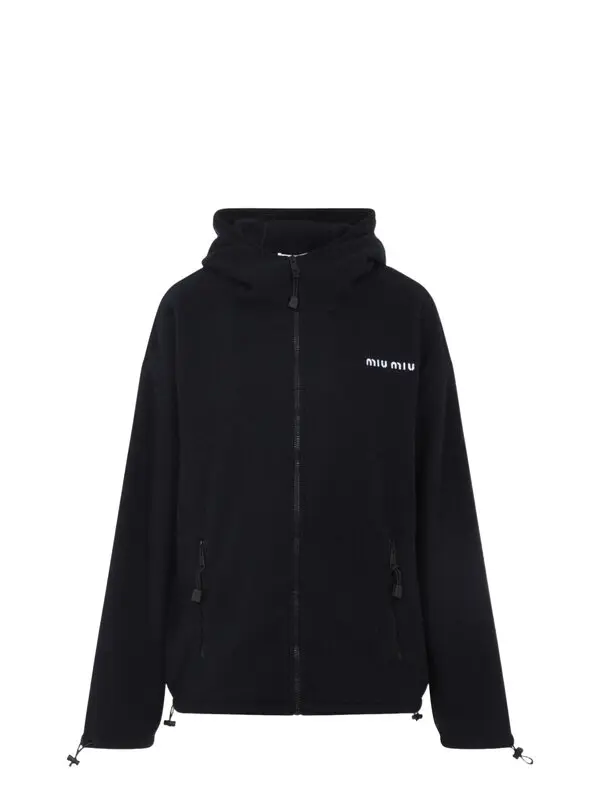 Miu Miu Fleece Zip-up Hoodie - Blue