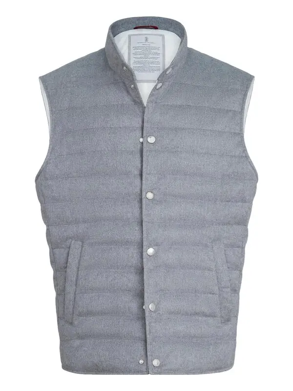 Brunello Cucinelli Flannel-textured Down Gilet - Grey