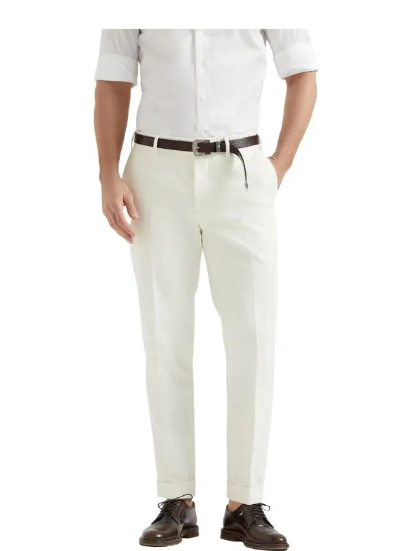Brunello Cucinelli Gabardine Trousers - White