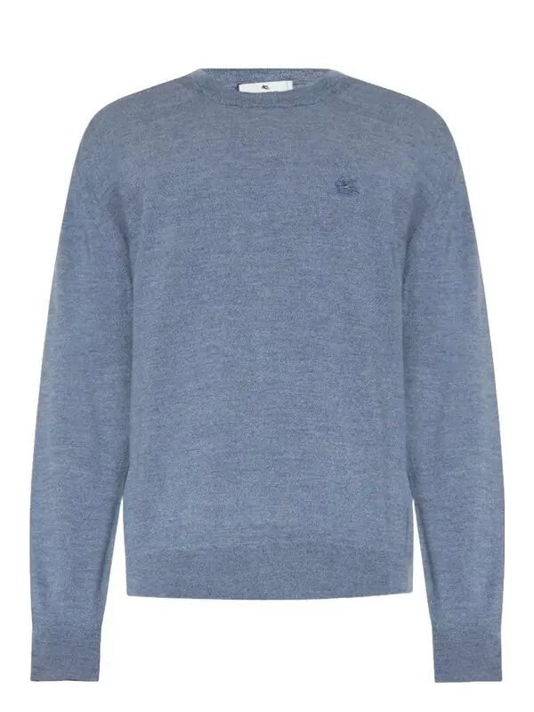 Etro Logo Embroidered Crewneck Knitted Jumper - Blue