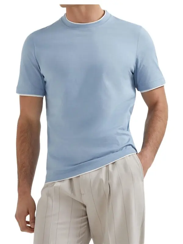 Brunello Cucinelli Layered-effect Crewneck T-shirt - Blue