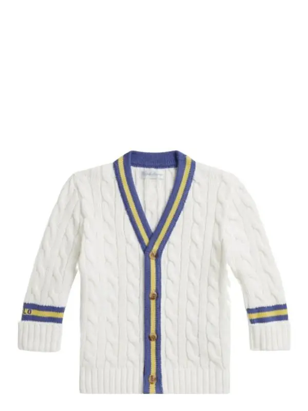 Ralph Lauren Cable Knit V-neck Cardigan - Deckwash White