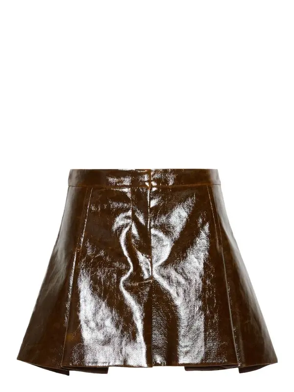 Sportmax Patent-finish A-line Mini Skirt - Brown