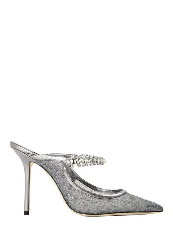 JIMMY CHOO Embellished Pointed Toe High Heel Slip-ons - Gray