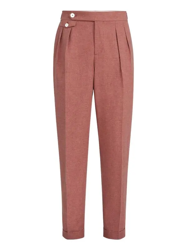 Brunello Cucinelli Pleated Tailored Trousers With Side Buckles - Pink