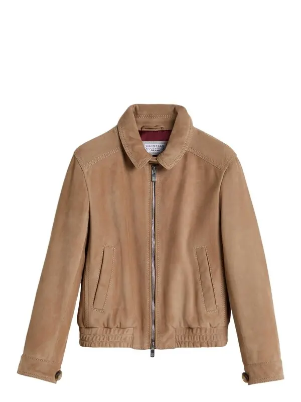 Brunello Cucinelli Suede Zip-fastening Jacket - Brown